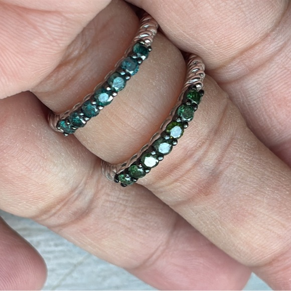 Jewelry | Diamond Stack Rings Genuine Green Blue Diamonds In Sterling ...